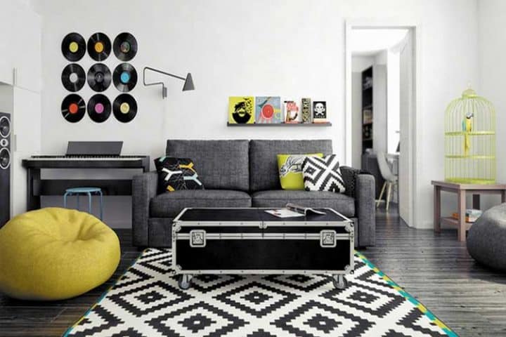 Une déco avec des disques vinyles pour un intérieur vintage